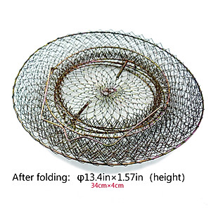 OperSeven Metal Rustproof Fish Basket, Collapsible Fshing Net Cage Fish Baskets for Live Fish Robust and Easy to Use