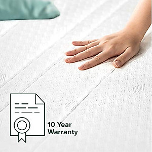Zinus 10 Inch Mint Green Memory Foam Hybrid Spring Mattress, King, White