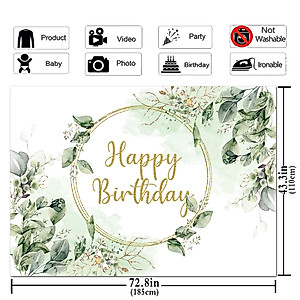 Greenery Succulent and Eucalyptus Leaves Photography Backdrop 72.8x43.3 in Bloom Eucalyptus Leaves Photo Background for Happy Birthday Party Decoration Supplies