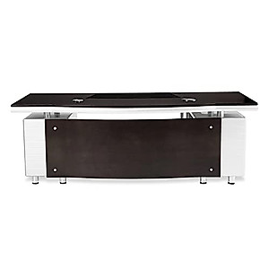 Zuri Furniture 83" Modern Kennedy Executive Dark Wood Desk with Left Return