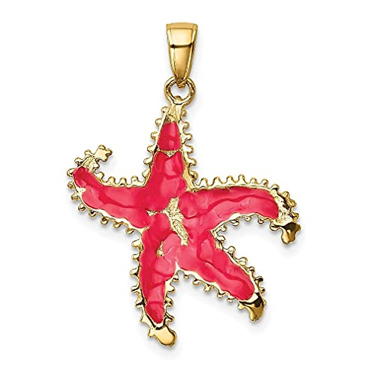 IceCarats 14K Yellow Gold Pink Starfish Necklace Charm Pendant 34mm x 23mm Only