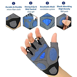 LuxoBike Cycling Gloves Mountain Bike for Men – Shock Absorbing SBR Gel Padded – Anti Slip Palm – Ultra Breathable – Specialized for Mens Bicycling, Biking, MTB Biker, Road Bicycle Riding