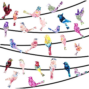 Colorful Birds Wall Decal Floral Bird Wall Sticker Birds Flying Bird Wall Decals Peel and Stick Removable Flower Birds Wall Stickers Kids Bedroom Living Room Nursery Decoration