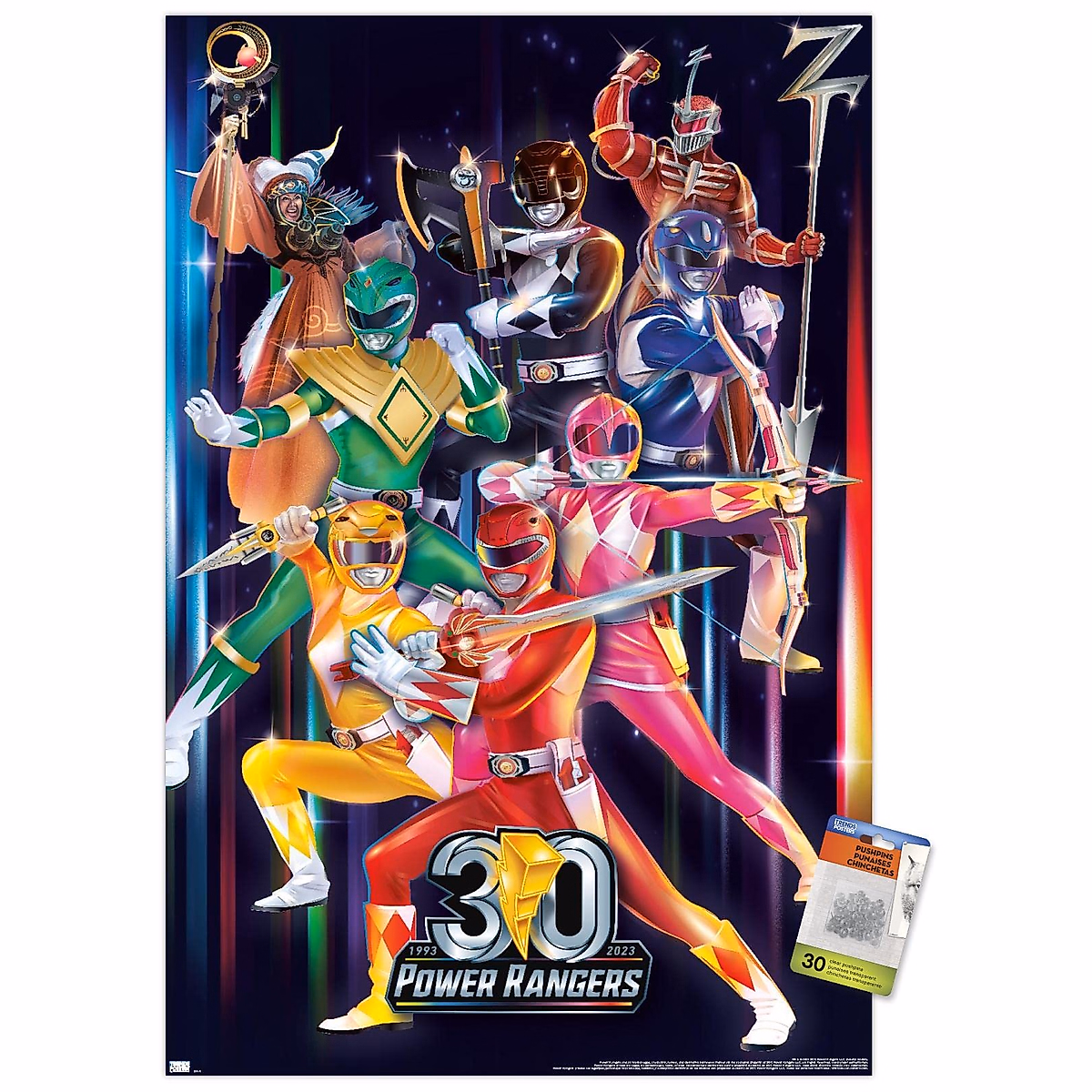 Power Rangers - 30th Group Wall Poster with Push Pins