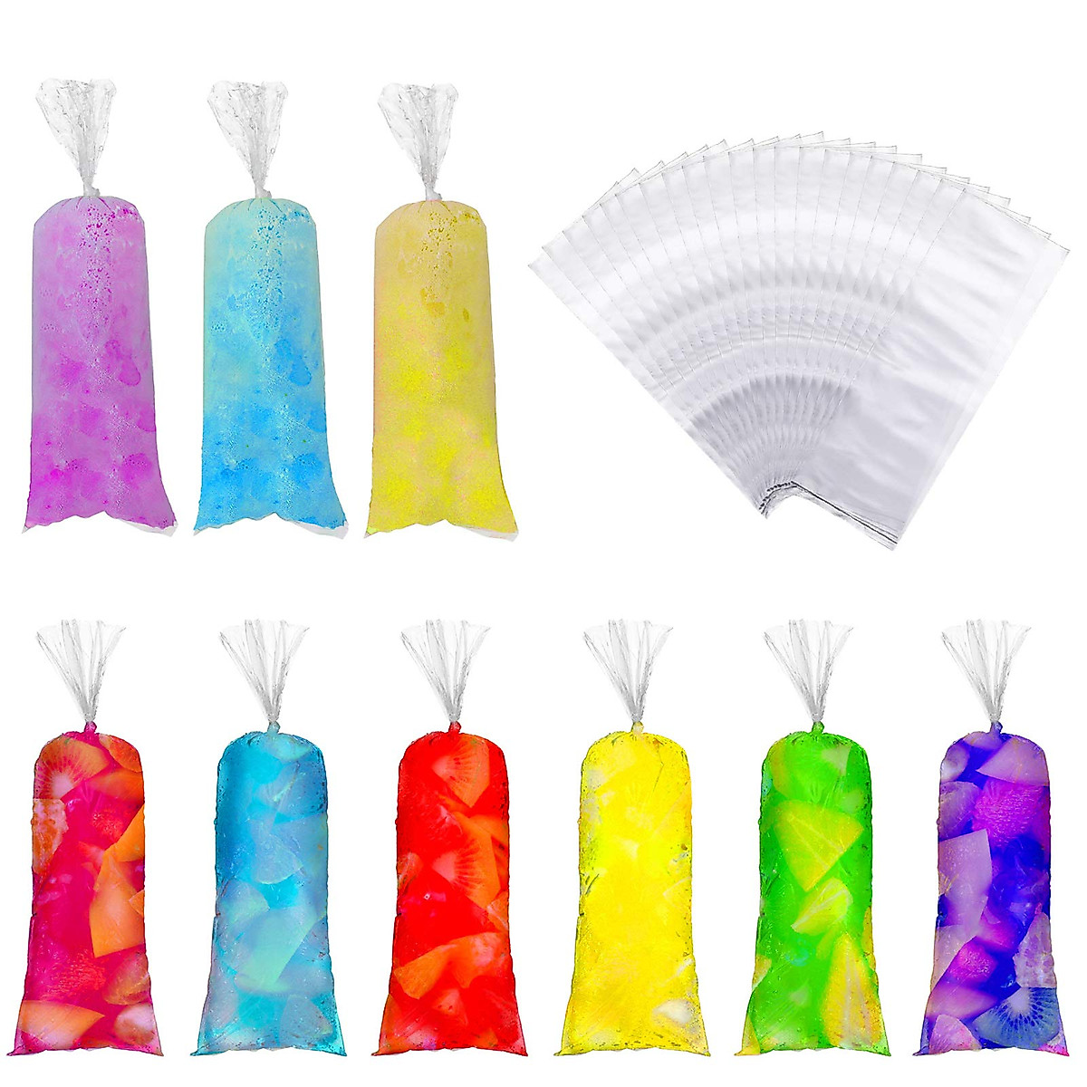 Ice Bags Disposable Ice Pop Mold Bags Plastic Ice Candy Bags for Making Ice Pop Yogurt Candy Freeze Pops (120)