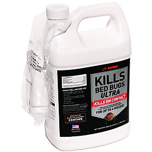 JT Eaton 218-W1G Kills Bed Bugs ULTRA Spray, Water-Based Insecticide, Long-Lasting Protection for Bedbugs, Roaches, Ants, and Dust Mites, 1 Gallon with Sprayer