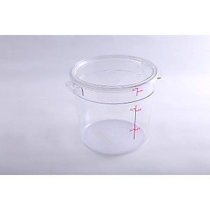 Hakka 6 Qt Commercial Grade Round Food Storage Containers With Lids,Polycarbonate,Clear - Case of 5