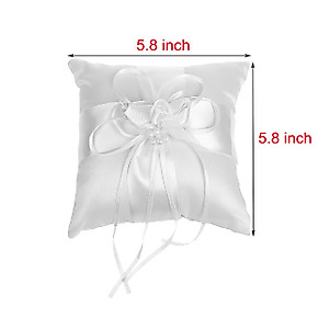Cosmos Satin Bridal Wedding Ring Bearer Pillow Cushion Bearer with Ribbons Ring Holder Pillow for Wedding