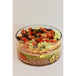 Mud Pie Glass Ingredients Bowl Set, 7 Layer Dip, bowl4 x 8" dia | spoon 6"