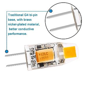 Lxcom Lighting G4 LED Bulb 1W 12V LED Light Bulb T3 10W Halogen Replacement Bulb G4 Bi-Pin Base Warm White 3000k No Flicker for Landscape Lighting,10 Pack
