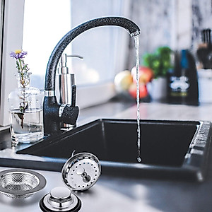 3 Pieces Kitchen Sink Stopper Strainer Garbage Disposal Plug, Stainless Steel Universal Anti-Clogging Kitchen Sink Filter Sieve Basket Strainer, Wide Rim for Kitchen Sink Drain (Silver)