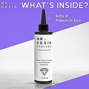UV Resin - Mr. Resin (250g) Crystal Clear Resin for Crafts : Rock Painting, Molds, Doming,Keychains & Jewelry Making Cures Fast with UV Lamp, LED and Sunlight!