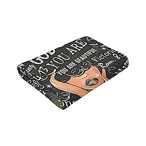 SOULDOOR African American Blanket Black Woman Queen Sunflower Throw Blanket Ultra Soft Fleece Blanket for Home Travel Couch Sofa Warm Cozy Fuzzy Blanket for Kids Adults Girl Gift All Season 60"X50"