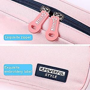 LELE LIFE Big Capacity Pencil Case with 3 Compartments, Double Zipper Sturdy Canvas Pen Case, Pencil Bag Stationery Pouch for School Students Office, Blue