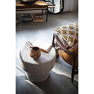 Bloomingville Square Cotton Printed Slub Tufting Pillow, Chartreuse & Grey