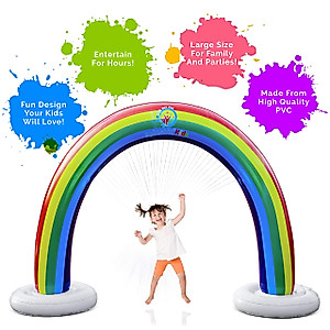 Splashin'kids Outdoor Rainbow Sprinkler Super Toddler Water Toys for Children Infants Boys Girls and Kids Perfect Outside Inflatable Water Park for Summer Fun Watch Video Slip and Slide Splash pad