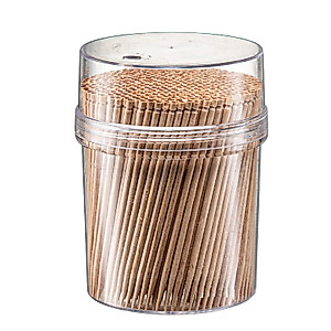 2500 Count Wooden Toothpicks + Reusable Holder Container | Sturdy Smooth Finish Bamboo Tooth Picks | Cocktail Picks | Toothpicks For Appetizers | Toothpicks Wood