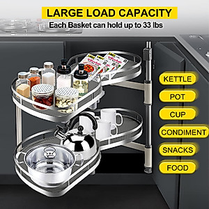 VEVOR Swing Left Blind Corner Cabinet Pull Out Organizer Pull-Out Trash Can (37Qt)