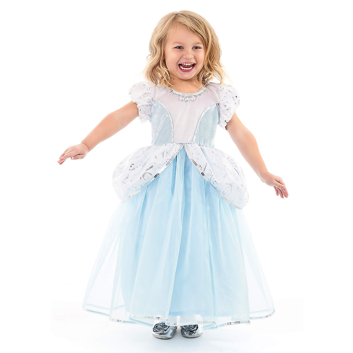 Little Adventures Deluxe Cinderella Princess Dress up Costume for Girls Small (Age 1-3) - Machine Washable Child Pretend Play and Party Dress with No Glitter
