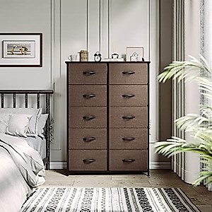 YITAHOME 10 Drawers-Fabric Storage Tower, Organizer Unit for Bedroom (Charcoal) Dresser, Coffee & Storage Dresser, Coffee