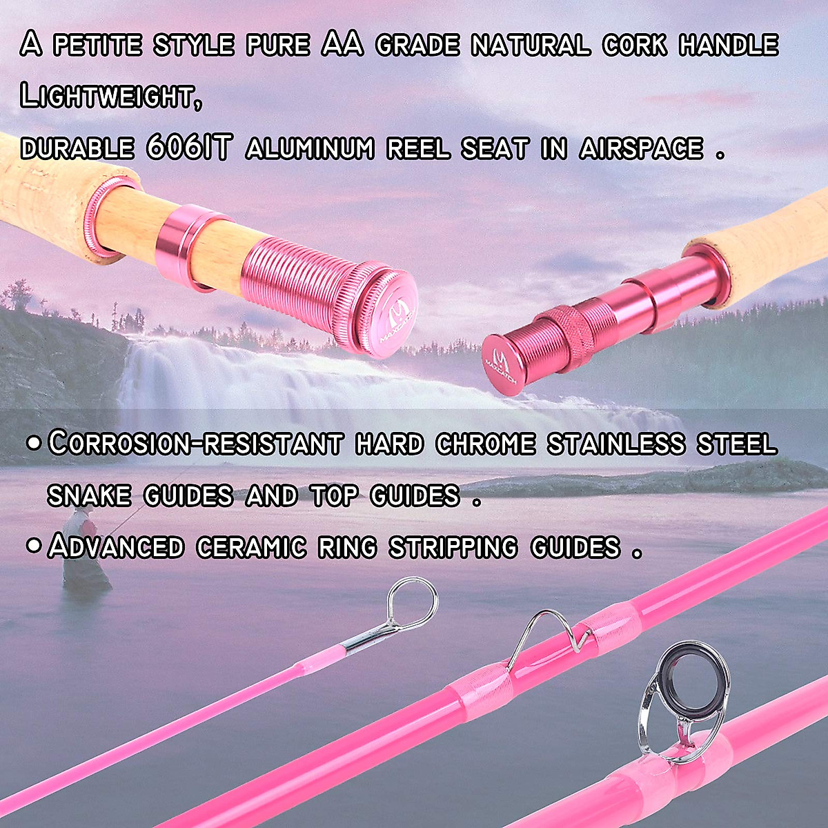 Maxcatch Women's Elegant Pink Fly Fishing Rod: 2/5-weight with Rod Tube (Elegant 9' 5wt 8sec Rod)