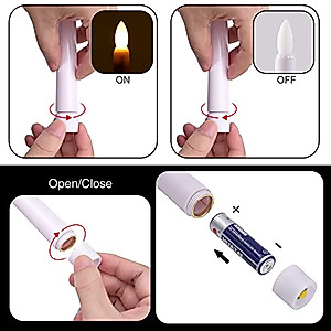 JOSU LED Window Candles, Christmas Flameless Window Candle Lights with Timer Battery Operated, 4 3D Wick Light Window Candle+4 Removable Gold Candle Holders+Remote, for Decor &Festival Celebration