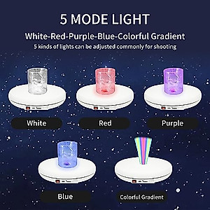 ELEGICKLIP 9.8" 44 Lb Load Rotating Display Stand with Multicolor Led Light for Cup Crystal Glass Spherical Jewelry Display Electric & Battery-Operated Platform (Black)