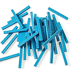 hand2mind Blue Plastic Base Ten Blocks Rods Set, Place Value Blocks, Counting Cubes for Kids Math, Base Ten Blocks Classroom Set, Math Blocks Kindergarten, Base 10 Math Manipulatives (Set of 50)