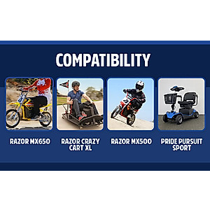 36V 1.5A Battery Charger for Razor MX500 - Premium 36V 1500mA Scooter Quick Charger (3-Pin XLR Connector) for Razor Crazy Cart XL, MX650, Currie, Schwinn S1000, S600, Ezip E1000, X-600 - W15128190014