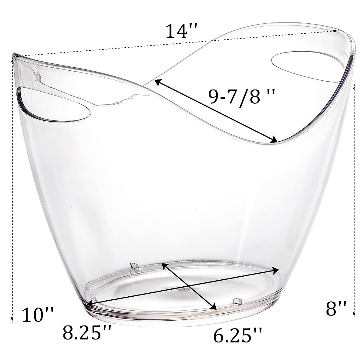 Yesland 8L Large Ice Buckets Clear Acrylic Drink Bucket Beverage Tub Wine Champagne Bucket - Storage Tub for Wine, Champagne or Beer Bottles Parties and Home Bar
