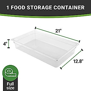 Restaurantware-4 Inch Deep Food Pans, 1 Full Size Commercial Food Storage Container - Freezable, Break-Resistant, Clear Plastic Cold Pans, Dishwashable, For Kitchens, Restaurants, Or Cafeterias