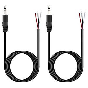Fancasee 2 Pack 6 ft Replacement 3.5mm Male Plug to Bare Wire Open End TRS 3 Pole Stereo 1/8" 3.5mm Plug Jack Connector Audio Cable for Headphone Headset Earphone Cable Repair