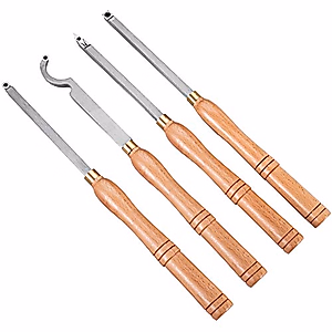 VEVOR Wood Turning Tools for Lathe 4 PCS Set, Carbide Lathe Tools with Diamond Shape, Round, Square Cutters, Turning Lathe Chisels with Comfortable Grip Handles Lathe Tools for Craft DIY Hobbyists