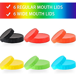 Tixill 20 Pcs Plastic Mason Jar Lids 10 Regular Mouth 2.87 * 0.79 Inch & 10 Wide Mouth 3.31 * 0.79 Inch Bottle Storage Caps Sealing Cap with Silicone Sealing Ring for Canning Jars
