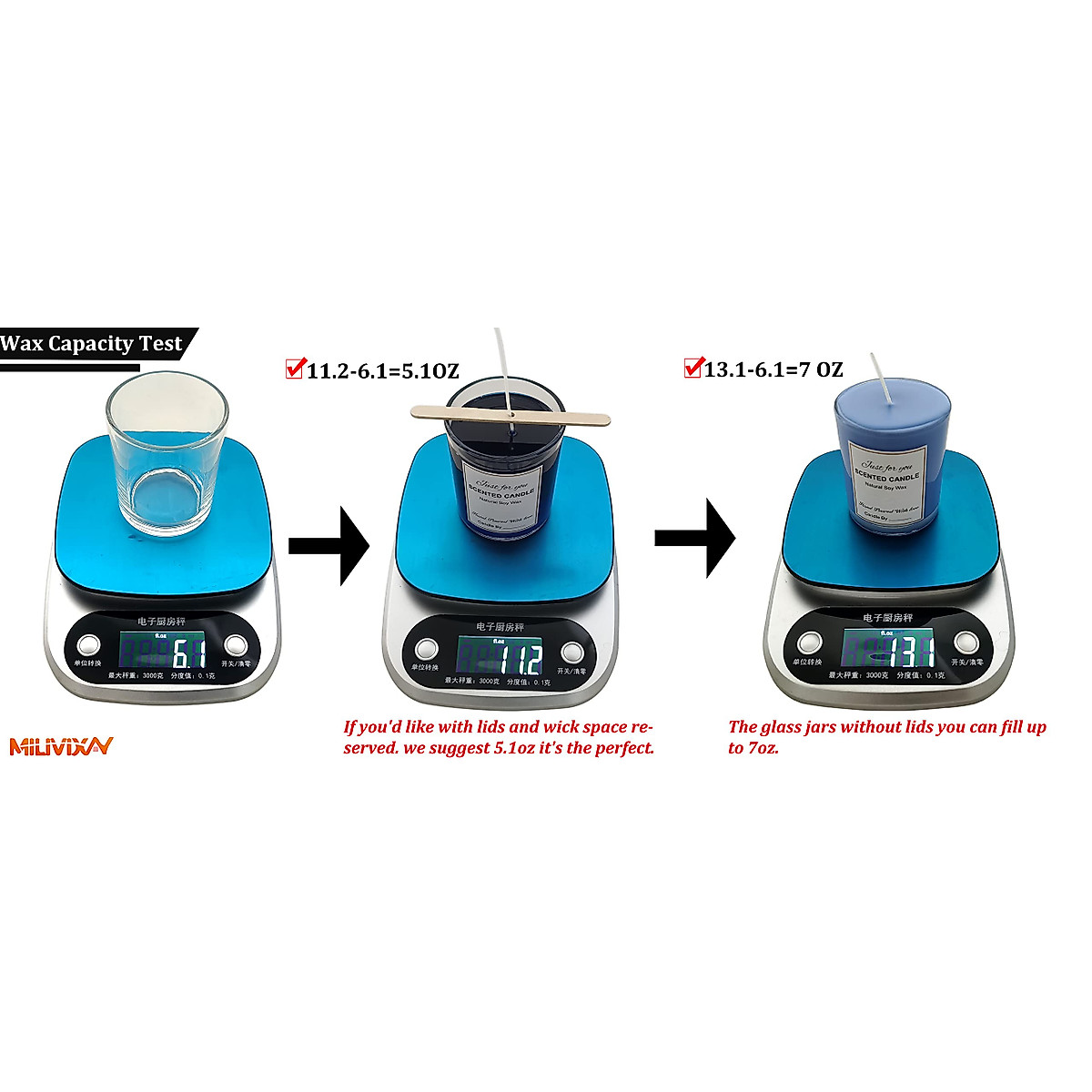 MILIVIXAY 12 Pack 7 OZ Multicolored Glass Candle Jars with Lids and Candle Making Kits - Bulk Empty Candle Jars for Making Candles