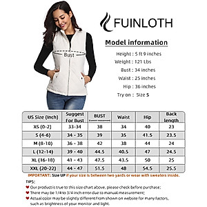 Fuinloth Women's Quilted Vest, Stand Collar Lightweight Zip Padded Gilet White XL