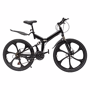 SABUIDDS 26 Inch Folding Mountain Bike for Adults - Men and Women Foldable Bicycle, 6-Blade Wheel | High-Carbon Steel Frame | Height Adjustable | Weight Capacity up to 330 lbs