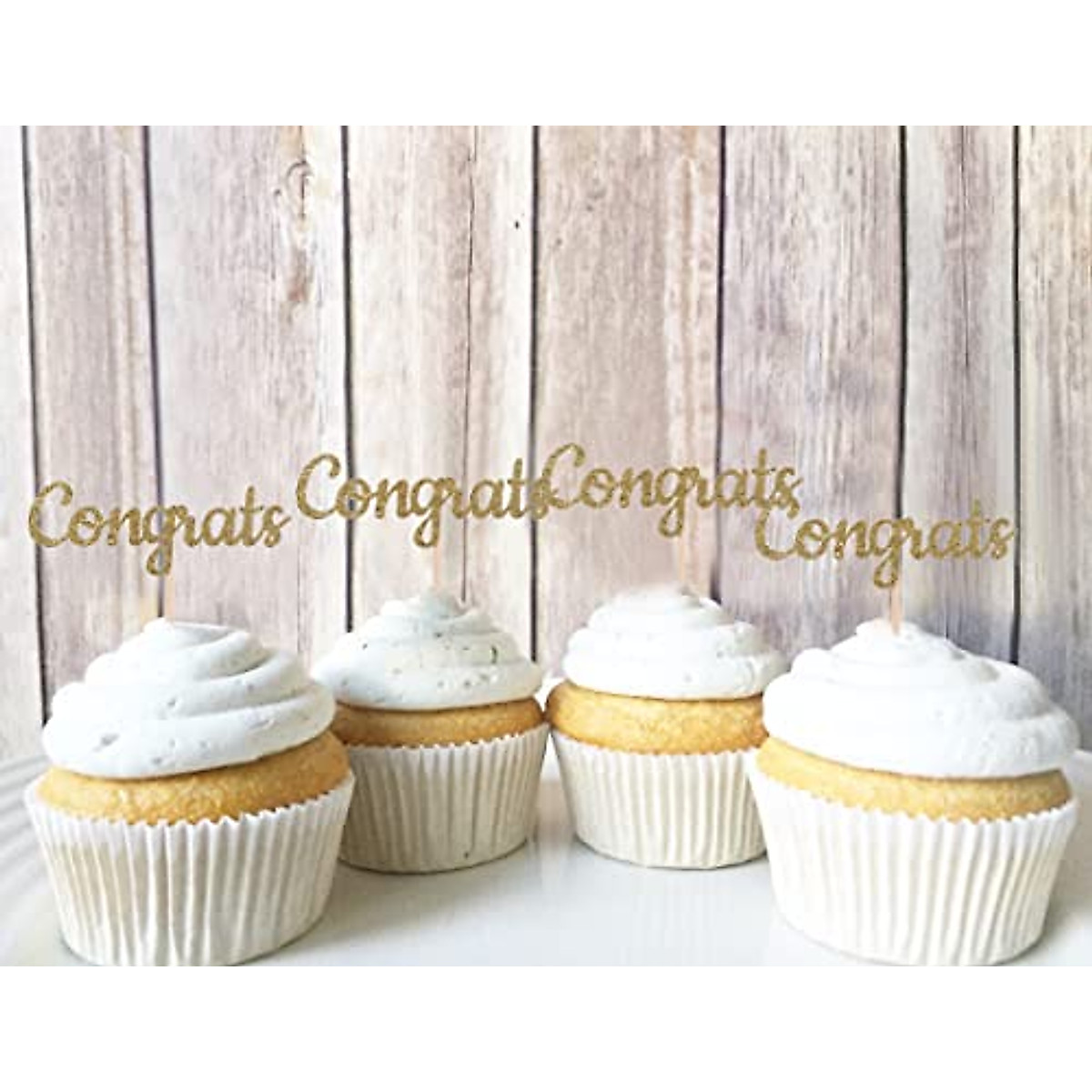 Congrats Cupcake Toppers for Graduation - Congratulations Food Picks, Graduation party decorations, Retirement Cupcake Toppers, Glitter Congrats 2022