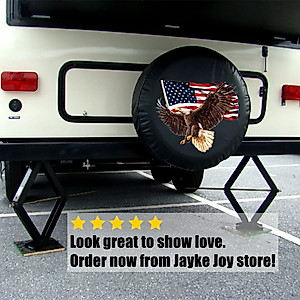 Spare Tire Cover, Wheel Cover with American Eagle USA Flag PVC Leather Waterproof Dust-Proof Universal Fit for Jeep Trailer RV SUV Camper Vehicle (17 Inch)