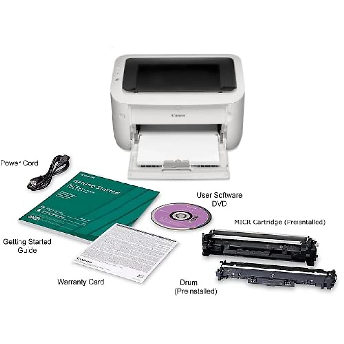 MTI LBP6030W ImageClass Check Printer Bundle with 1 OEM Modified 125 3484B001AA MICR Ink Toner Cartridge for Printing Payroll, Small Business and Personal Checks (2 Items)
