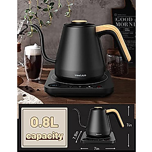 MeeLeya Electric Gooseneck Kettle with Variable Temperature Control, Pour Over Kettle for Coffee and Tea, Electric Kettle 1200 Watt, 0.8L (Black)