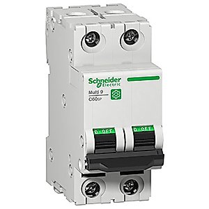 SCHNEIDER ELECTRIC M9F23240 Thermal Magnetic Circuit Breaker, D Curve, Multi 9 C60SP Series, 40 A, 2 Pole, 440 V, DIN Rail