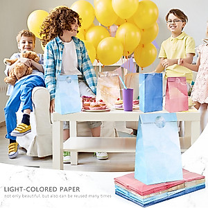 JOHOUSE 54PCS Paper Goodie Bags with Stickers, Colorful Marbleized Treat Bags Party Favor Bags Birthday Gift Bags Party Accessories for Kids Birthday Party