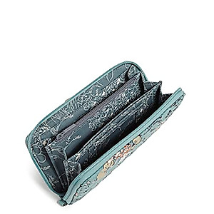 Vera Bradley Women's Cotton Accordion Wristlet With RFID Protection, Sunlit Garden Sage - Recycled Cotton, One Size