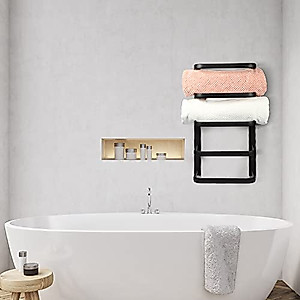Kalekey Bathroom Wall Towel Rack, Bath Towel Holder Rack Towel Shelf Wall Towel Storage Mounted Towel Rack Holder for Bathroom Black