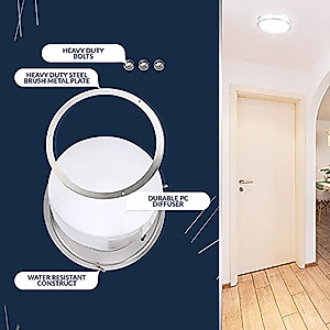 10-Inch Double Ring Dimmable LED Flush Mount Ceiling Light, 16W (95W Equivalent), 1120lm, 2700K Warm White, Brushed Nickel Finish Steel, ETL Listed, Commercial or Residential 2 Pack