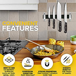 Adhesive Magnetic Strip for Knives Kitchen with Multipurpose Use as Knife Holder, Knife Rack, Knife Magnetic Strip, Knives Bar, Kitchen Utensil Holder, Tool Holder for Garage and Kitchen Organizer