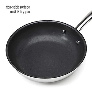 Goodful 12-Piece Classic Stainless Steel Cookware Set with Tri-Ply Base for Even Heating, Durable, Impact Bonded Pots and Pans, Dishwasher Safe Includes Non Stick Frying Pan, Chrome