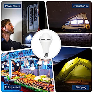 BoRccdit A21 6PK Emergency-Rechargeable-Light-Bulb, Keep Lighting During Power Outage, 12W 6500K LED 65W Equivalent Light Bulbs, 1200 mAh Battery Backup Light Bulbs for Home Power Failure