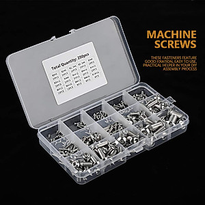 ZXY-NAN Screws Set, 250pcs M2/ M2.5/ M3 /M4/ M5/ M6/ M8/ M10 Machine Screws Set for Laptop/Keyboard/Phone/PC